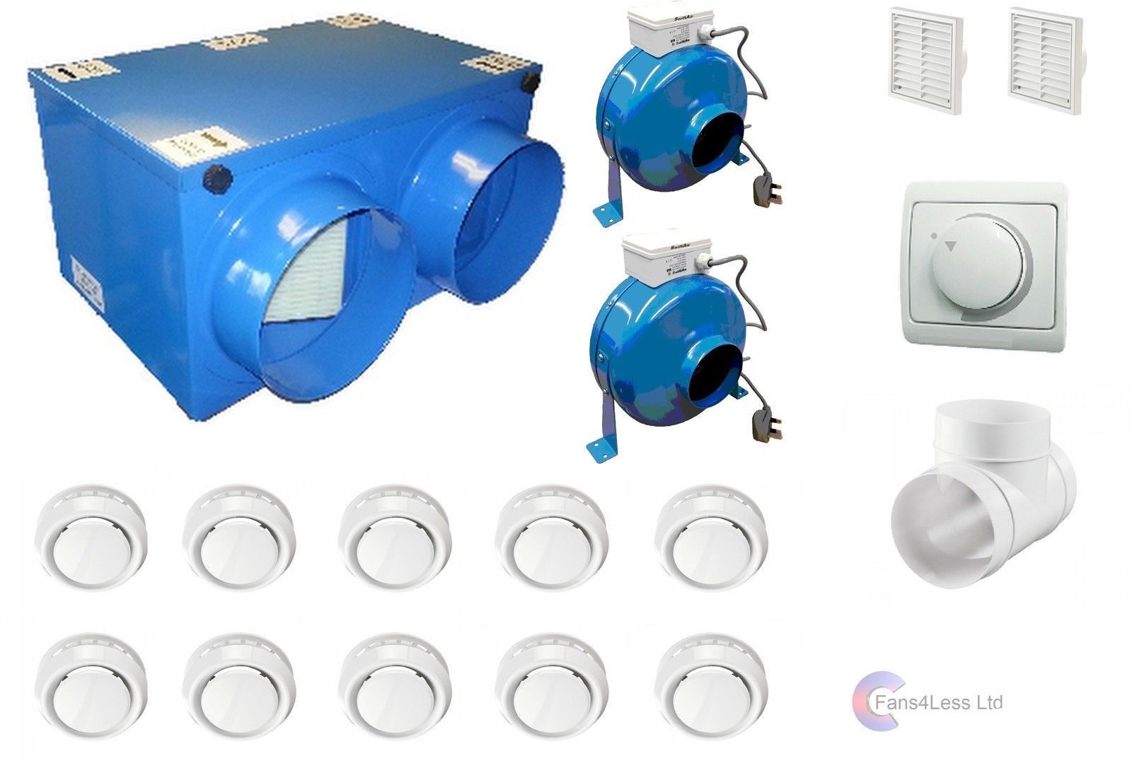 Heat Recovery Ventilation Fan 10 Room Complete Kit Condensation Remove ...